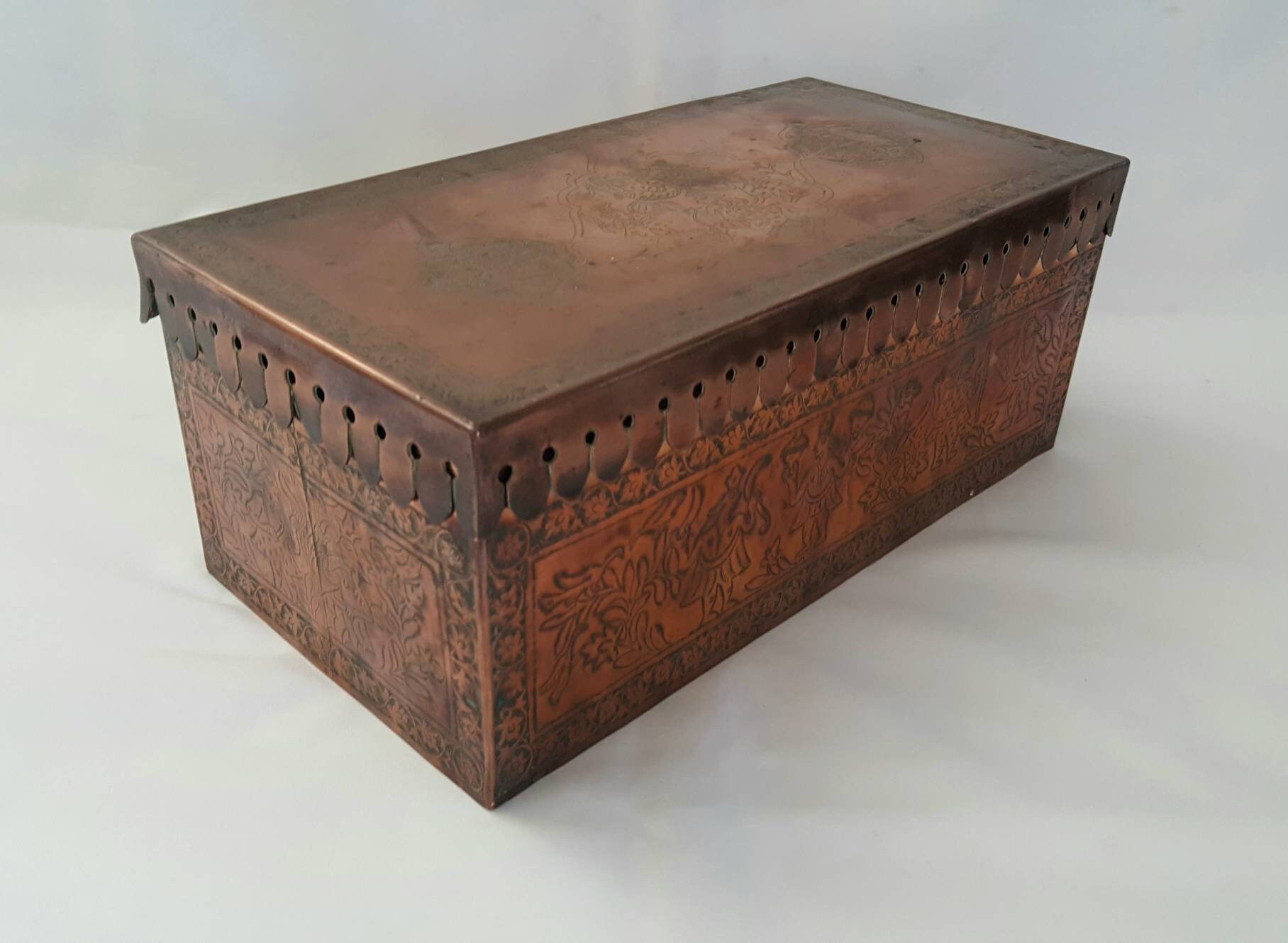Antique Indian Copper Box an Unusual Large Rectangular - Etsy