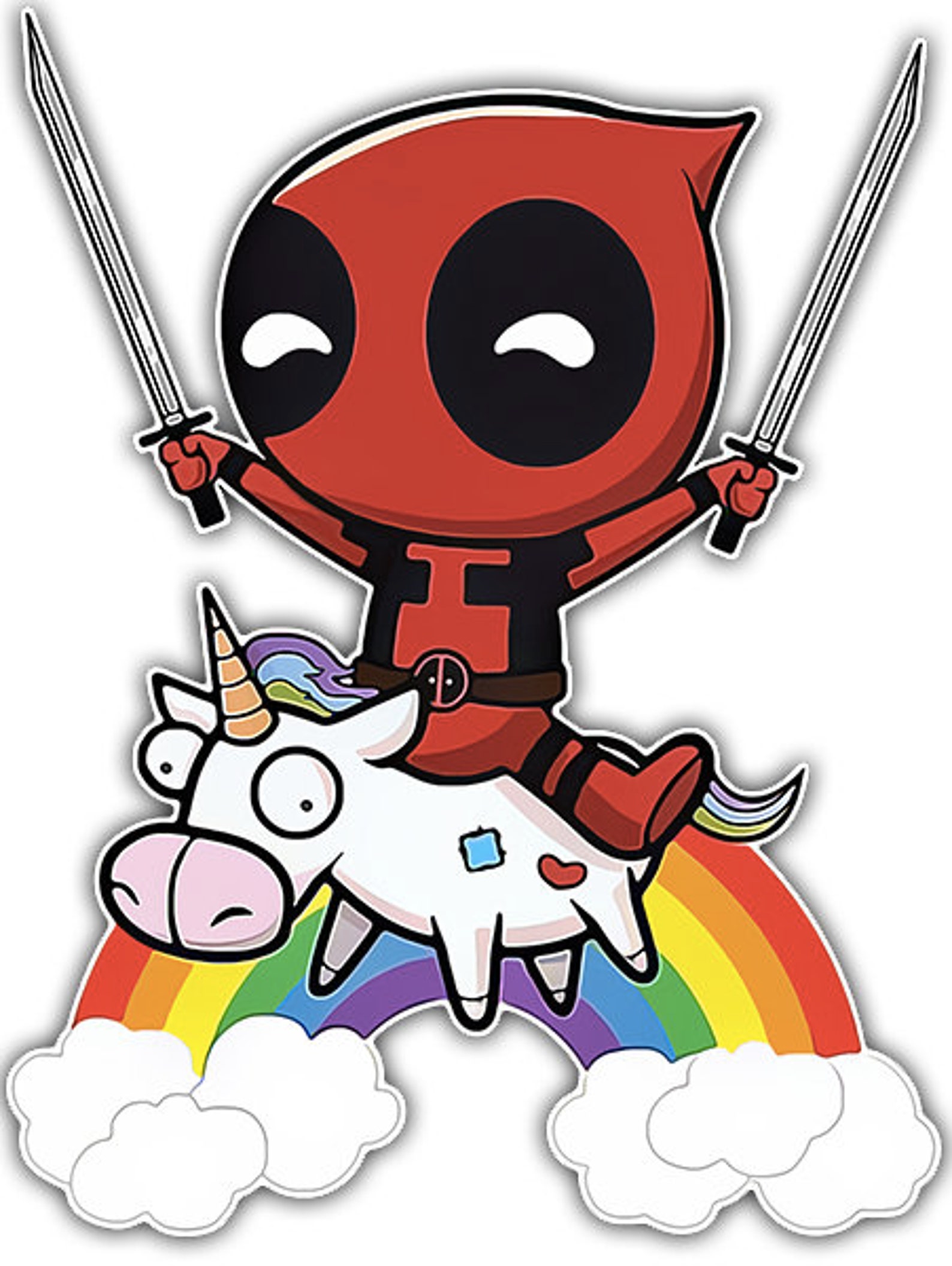 Sticker for Macbook or PC Deadpool on the rainbow H. 12 cm | Etsy