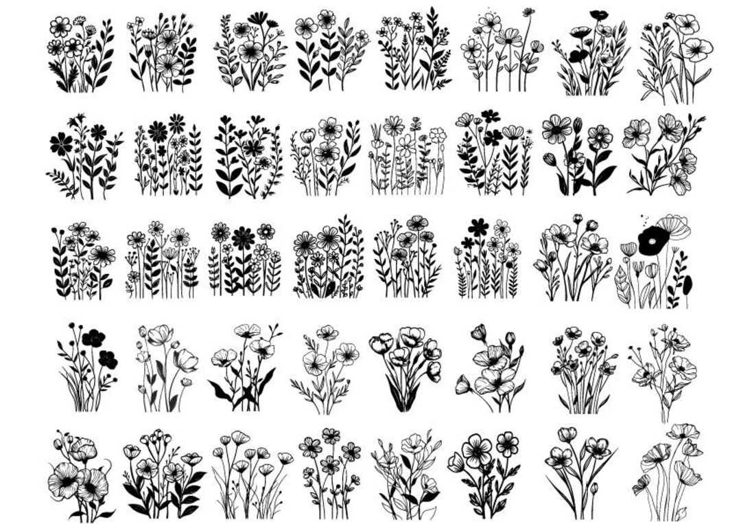 Wildflower Svg Bundle, Flower Meadow Svg, Spring Flowers Svg ...