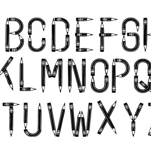 PENCIL FONT SVG , School Alphabet Svg , School Letters , Pencil Clipart ...