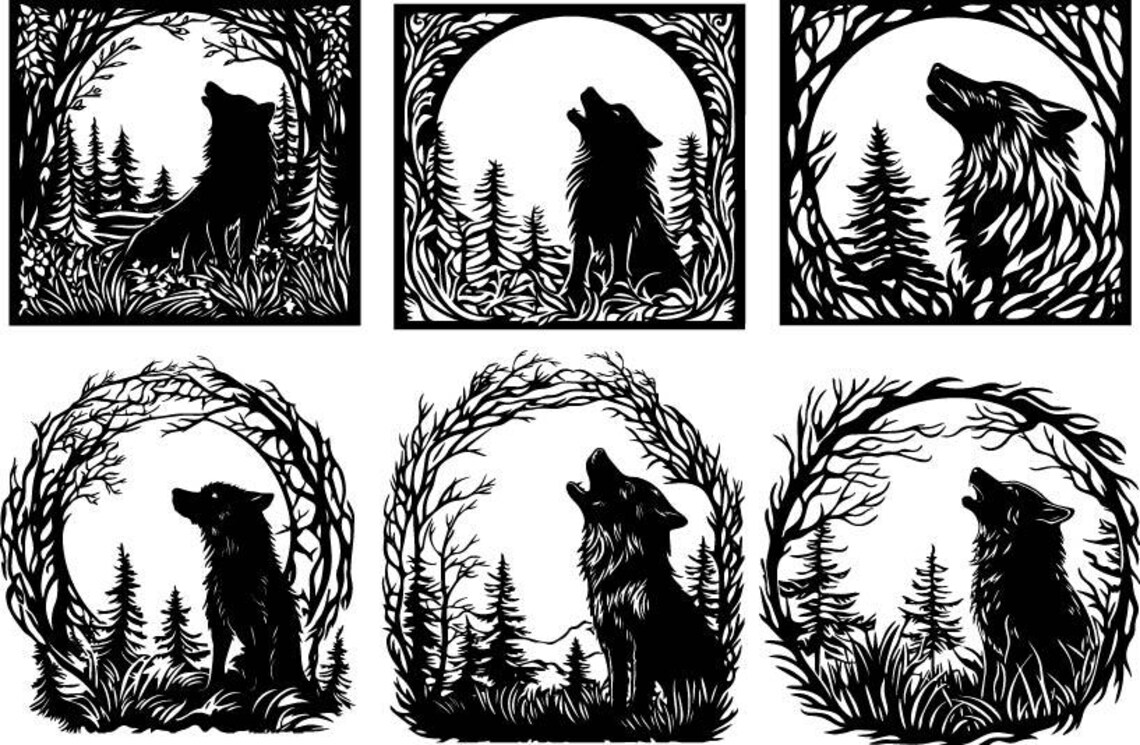 Wolf Scene Svg, Howling Wolf Svg, Wolf Clipart, Wolf Cut Files for ...