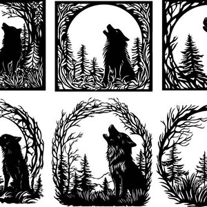 Wolf Scene Svg, Howling Wolf Svg, Wolf Clipart, Wolf Cut Files for ...