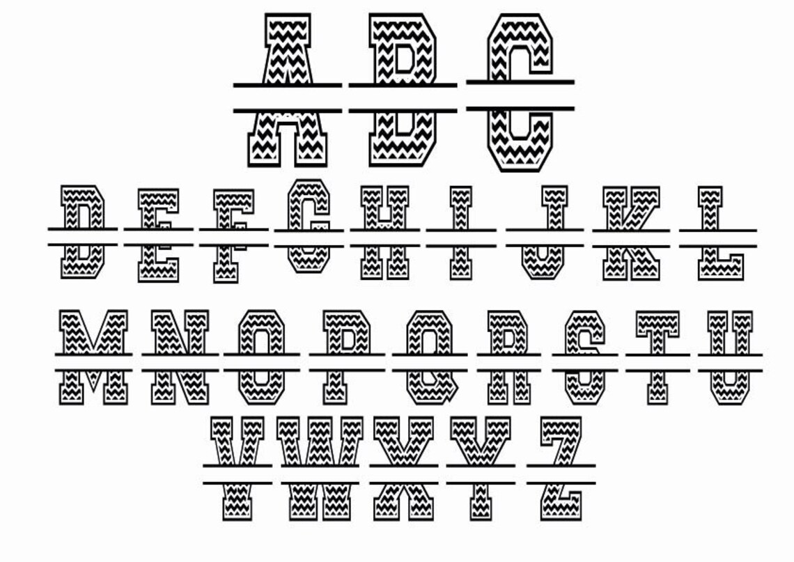 CHEVRON FONT SVG Chevron Font Split Svg Monogram Chevron - Etsy