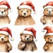 Watercolour Christmas Bear Clipart, Xmas Teddy Bears Png, Watercolor ...
