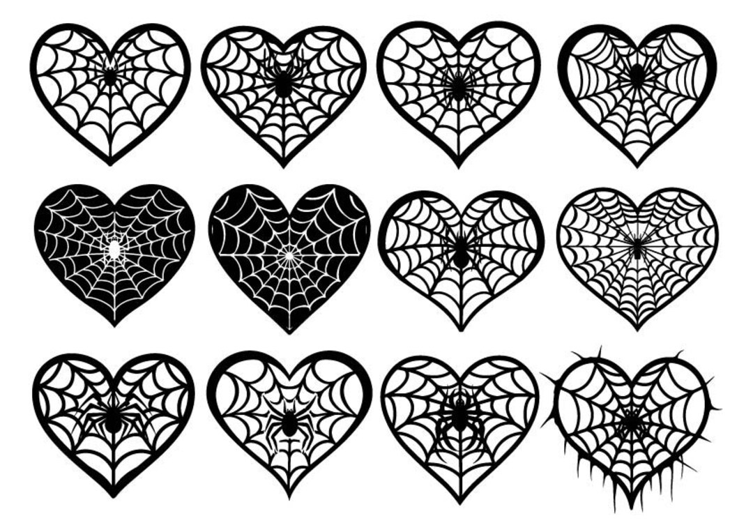 SPIDER WEB SVG, Spider Web Hearts Svg, Spider Web Clipart, Spider Web ...