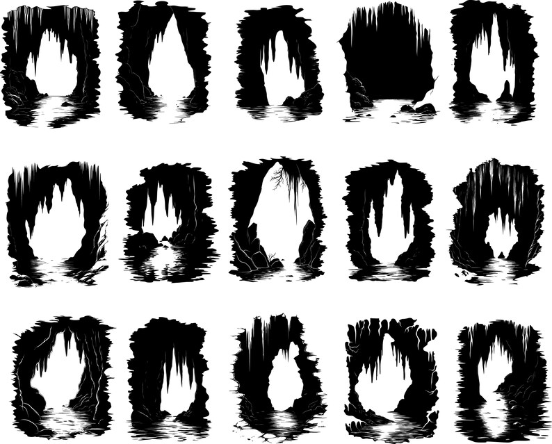 Cave Bundle Svg, Cave Entrance Svg, Cave Clipart, Cave Vector, Cave Cut ...