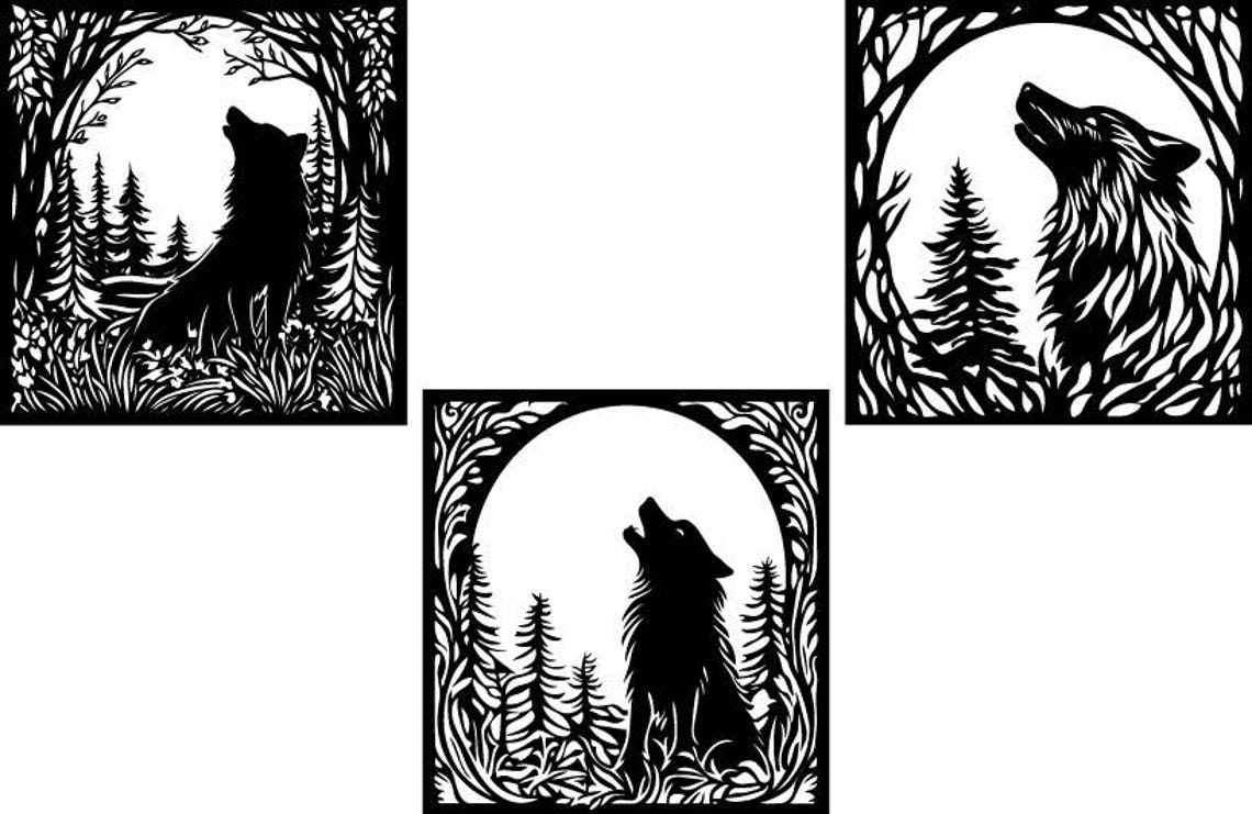 Wolf Scene Svg, Howling Wolf Svg, Wolf Clipart, Wolf Cut Files for ...