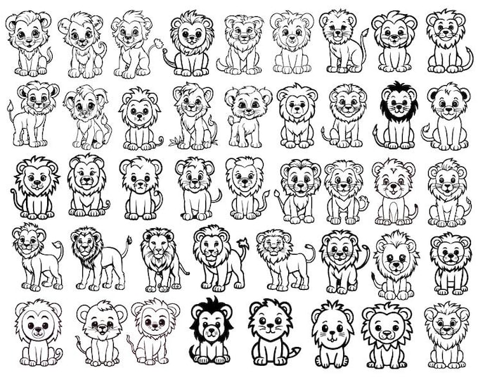 Cute Baby Lion SVG. Cut Files, Silhouette Files. Baby Lion PNG. DXF ...