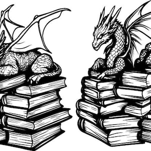 Fantasy Book Svg, Dragon Svg, Dragon Clipart, Books Clipart, Dragon Cut ...