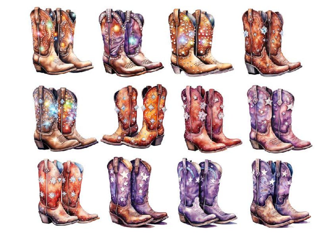 Watercolor Cowboy Boots Clipart, Cowboy Boots Png, Cowboy Clipart ...