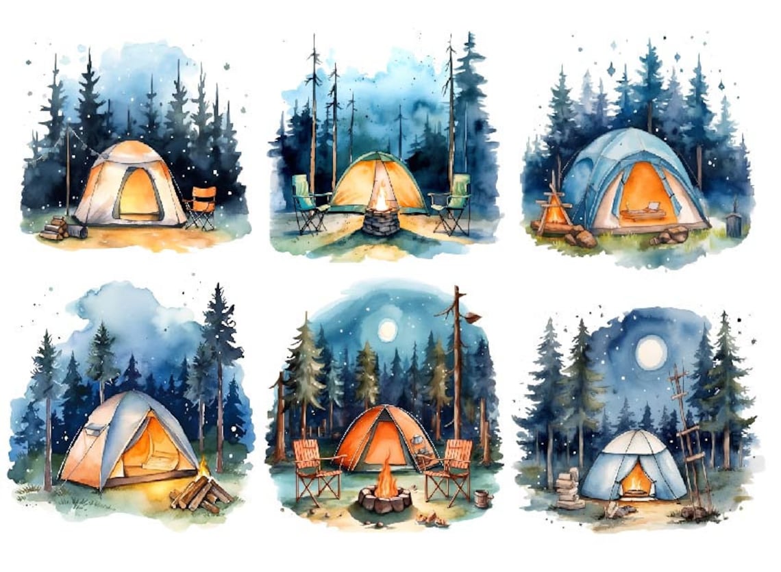 WATERCOLOR CAMPING PNG, Watercolor Camping Clipart, Camping Png ...