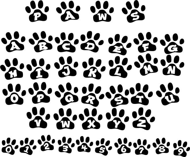 Paws Font svg Alphabet svg Paws Letters and numbers | Etsy