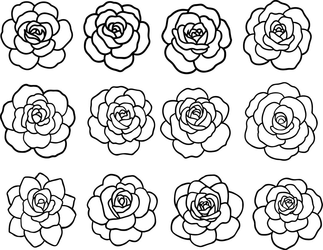 Rose Bundle Svg, Simple Rose Svg, Rose Clipart, Rose Cut Files for ...