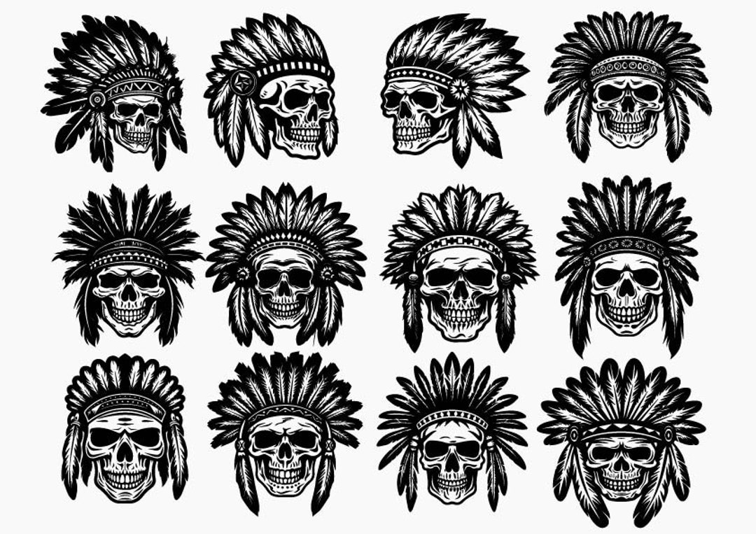 Native American Skull SVG, Native Indian Svg ,native Skull Svg, Indian ...
