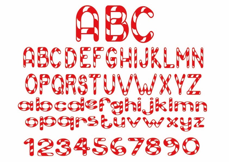 Candy Cane Font Svg Candy Cane Alphabet Christmas Font - Etsy