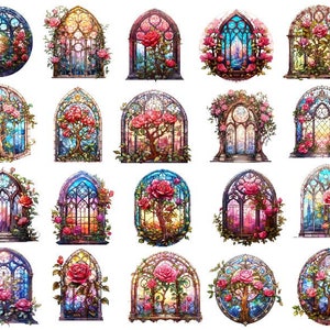 Watercolor Stained Glass Window Clipart, Beautiful Colored Glass Png ...