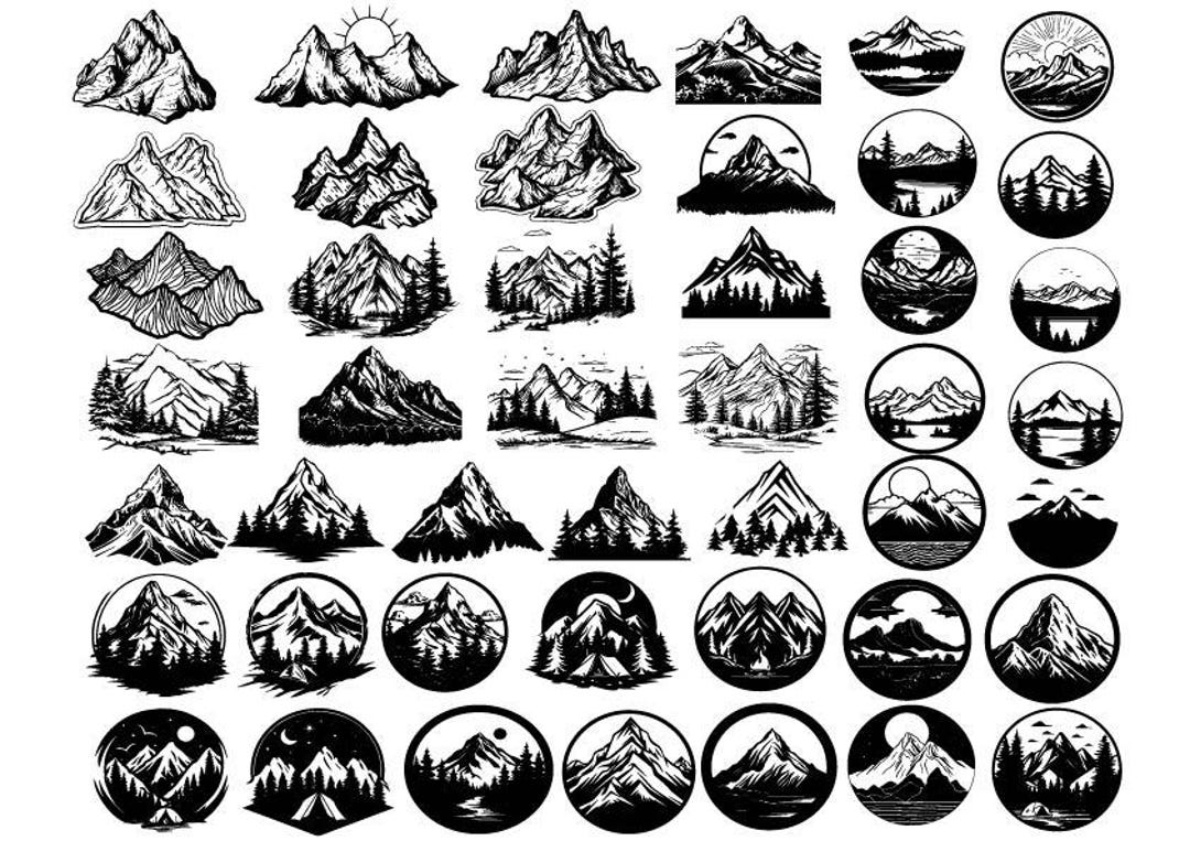 Mountains Svg, Mountains Svg Bundle, Mountain Clipart, Mountain Cut ...
