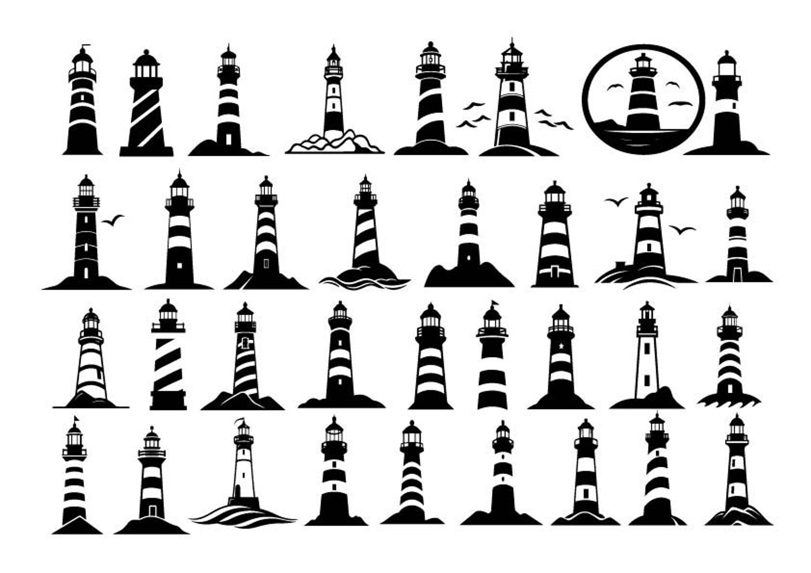Faro SVG, Faro Paquete Svg, Faro PNG, Faro Cricut Silueta, Océano, Mar ...