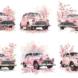Watercolor Cute Cars Clipart, Watercolor Classic Cars Png, Vintage ...