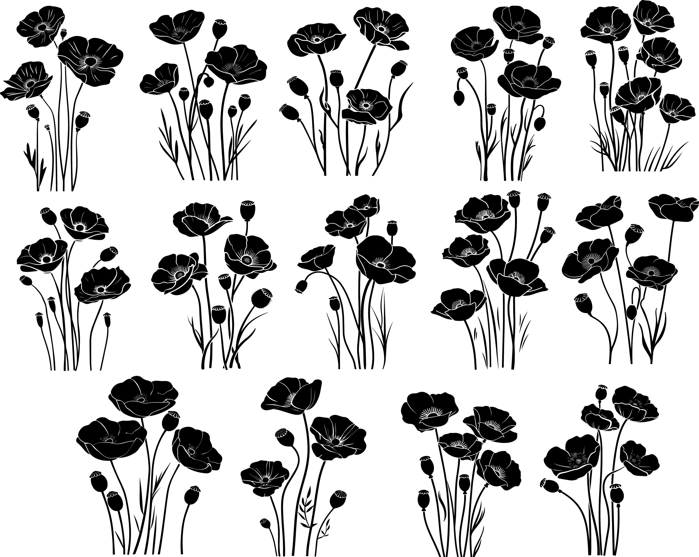 Poppies Svg, Poopy Flower Svg, Poppy Clipart, Poopy Cut File for Cricut ...