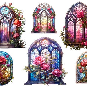 Watercolor Stained Glass Window Clipart, Beautiful Colored Glass Png ...
