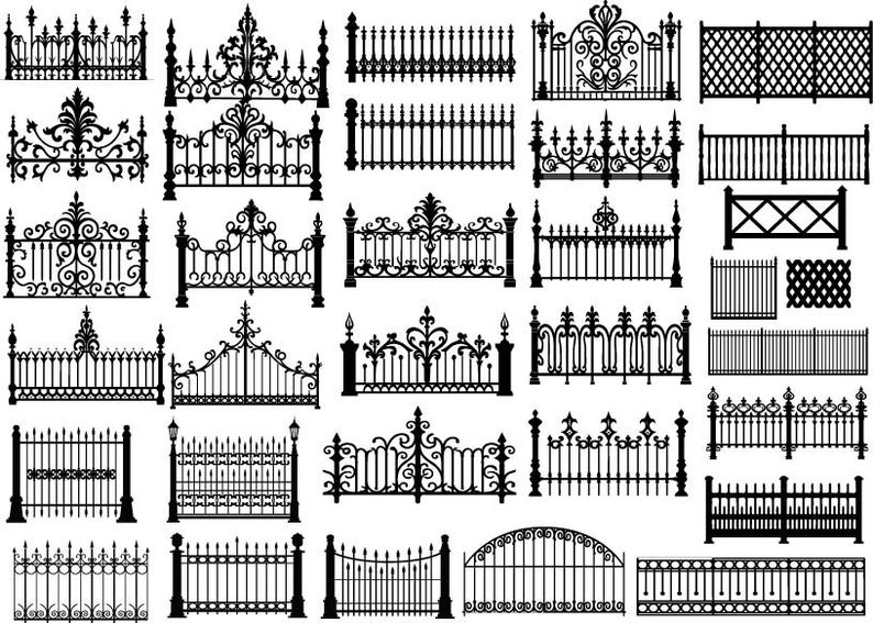 Fence SVG Bundle, Picket Fence Svg, Iron Cast Fence Svg, Wooden Fence ...