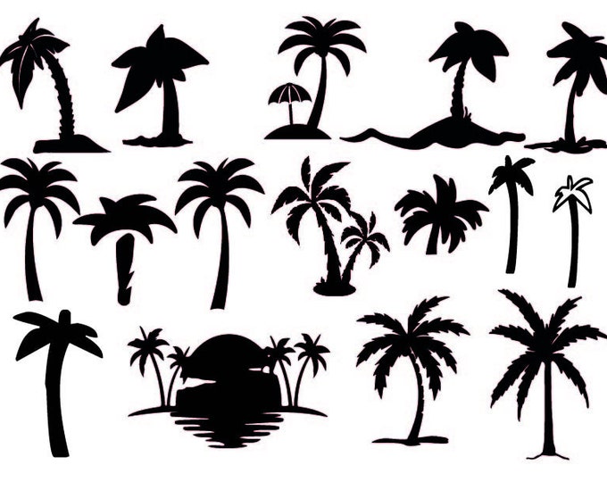 Palm Trees SVG Set, Tropical Coconut Trees EPS, Cricut Explore ...