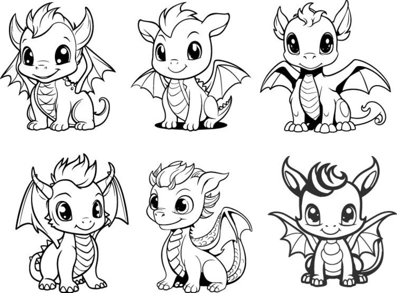 Cute Dragon Svg Bundle, Cartoon Dragon Svg, Kids Dragon Svg, Dragon ...