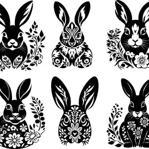 Easter Bunny Svg, Bunny Bundle Svg, Floral Bunny Svg, Rabbit Bundle Svg ...