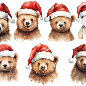 Watercolour Christmas Bear Clipart, Xmas Teddy Bears Png, Watercolor ...