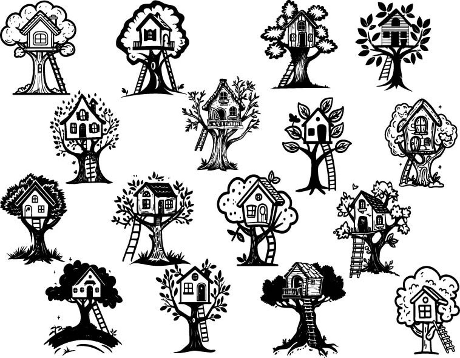 Tree House Svg, Tree House Clipart, Tree House Doodle Svg, Tree House ...