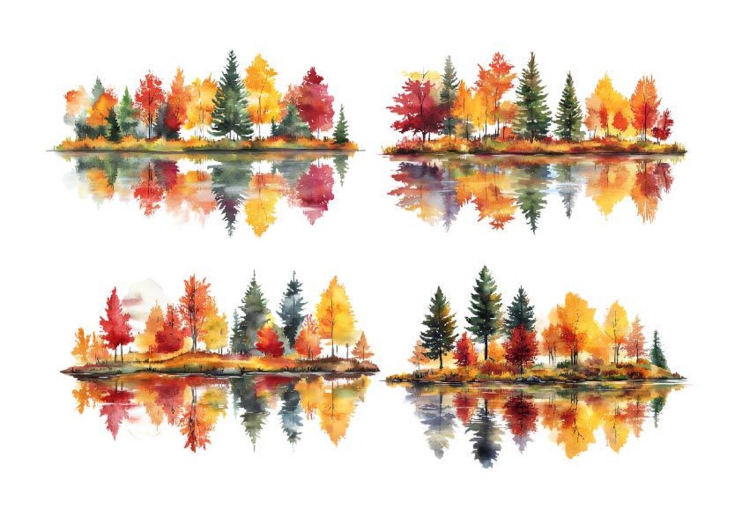 Watercolor Autumn Forest Clipart, Autumn Forest Landscapes Png, Fall ...
