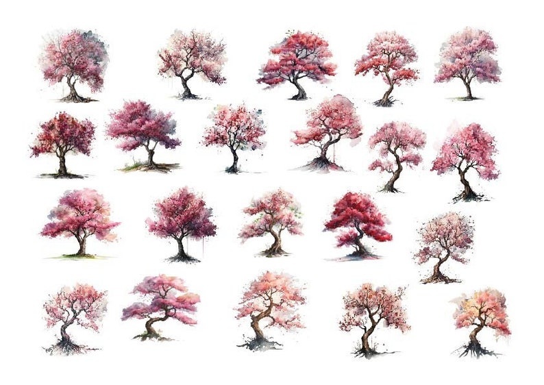CHERRY TREE PNG Cherry Tree Watercolor Sakura Tree - Etsy