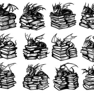 Fantasy Book Svg, Dragon Svg, Dragon Clipart, Books Clipart, Dragon Cut ...