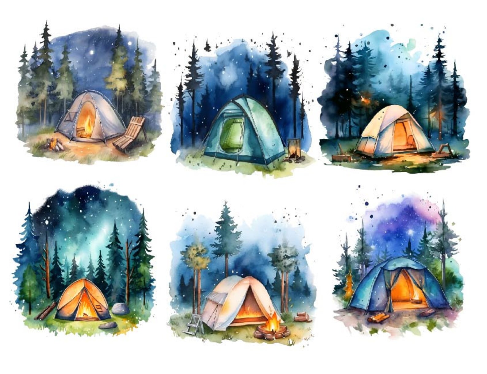 WATERCOLOR CAMPING PNG, Watercolor Camping Clipart, Camping Png ...