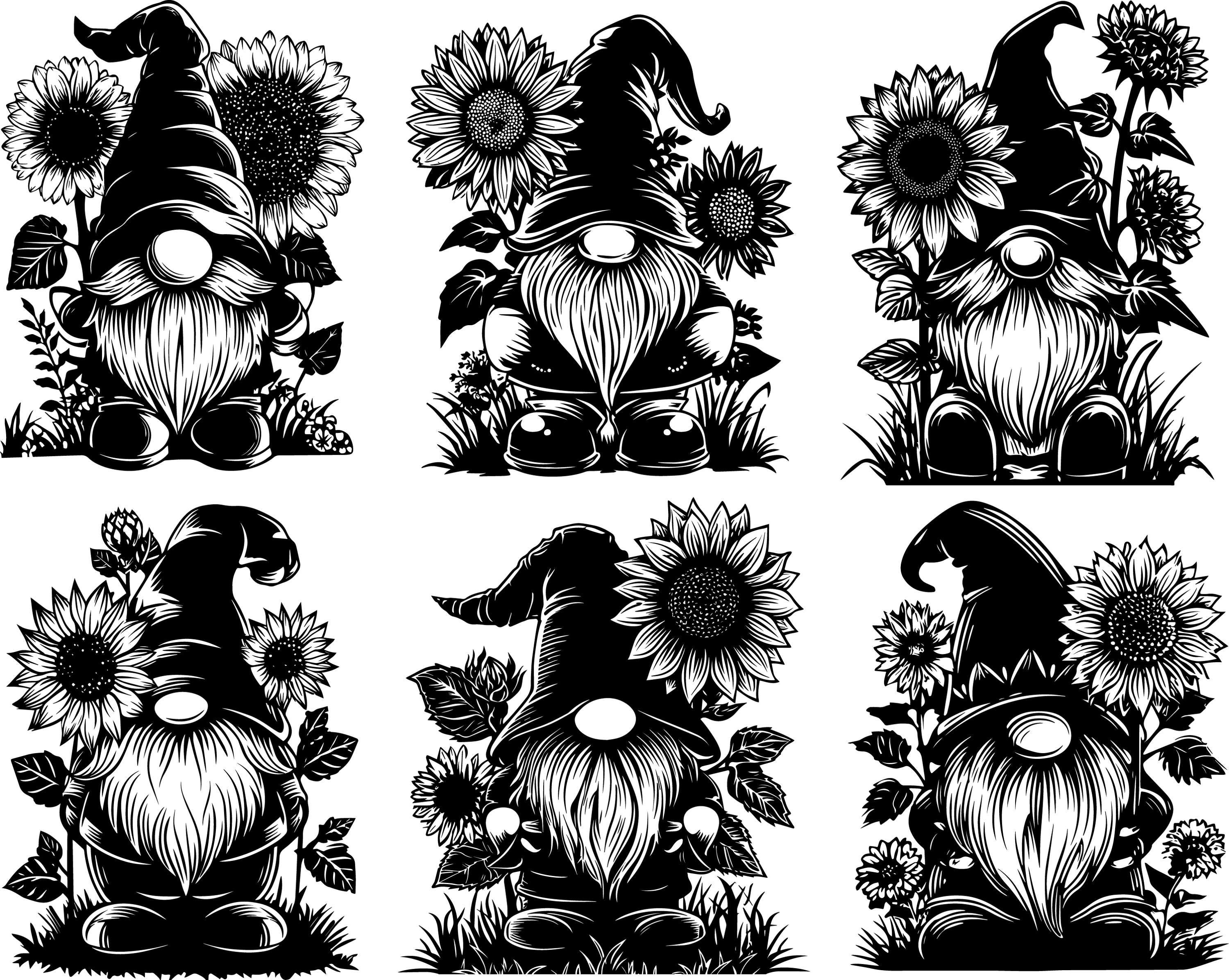 Sunflower Gnome SVG, Sunflower Clipart, Gnome Clipart, Gnome Cut Files ...