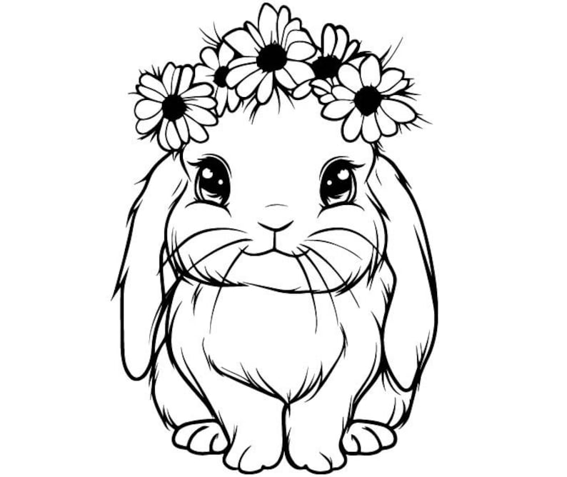 Cute Bunny SVG, Cute Floral Bunny Clipart, Bunny Clipart, Easter Bunny ...