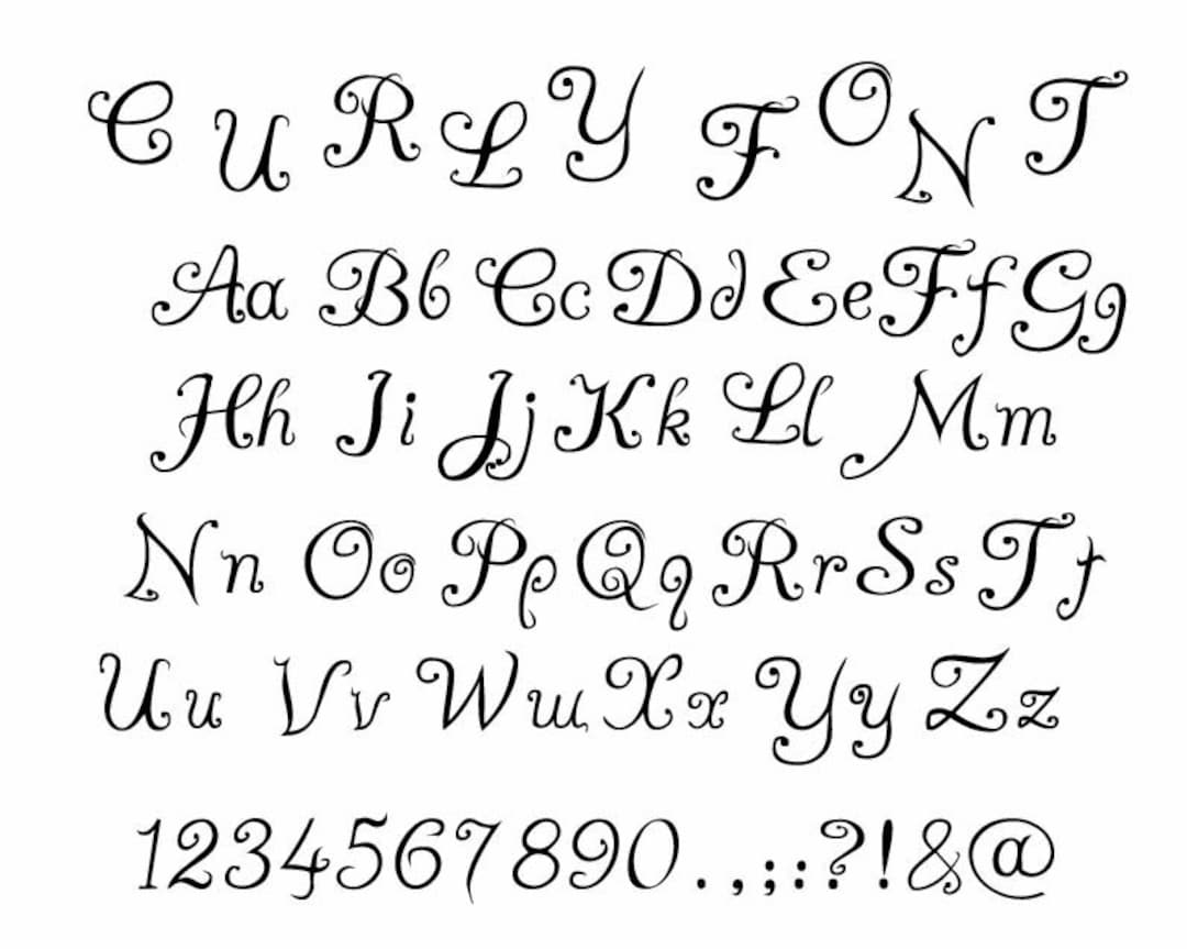 Curly Font Svg , Curlz Alphabet , Files for Cricut , Digital Art - Etsy