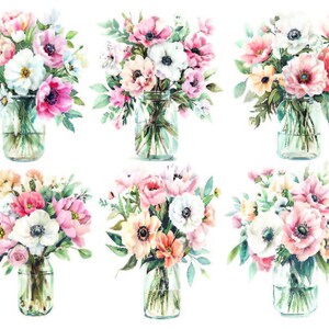 Watercolor Flower Bouquet Png, Watercolor Pastel Flowers Clipart ...
