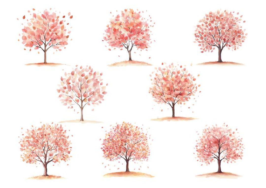 Watercolor Pink Tree Clipart, Watercolor Spring Png, Pastel Pink Tree ...