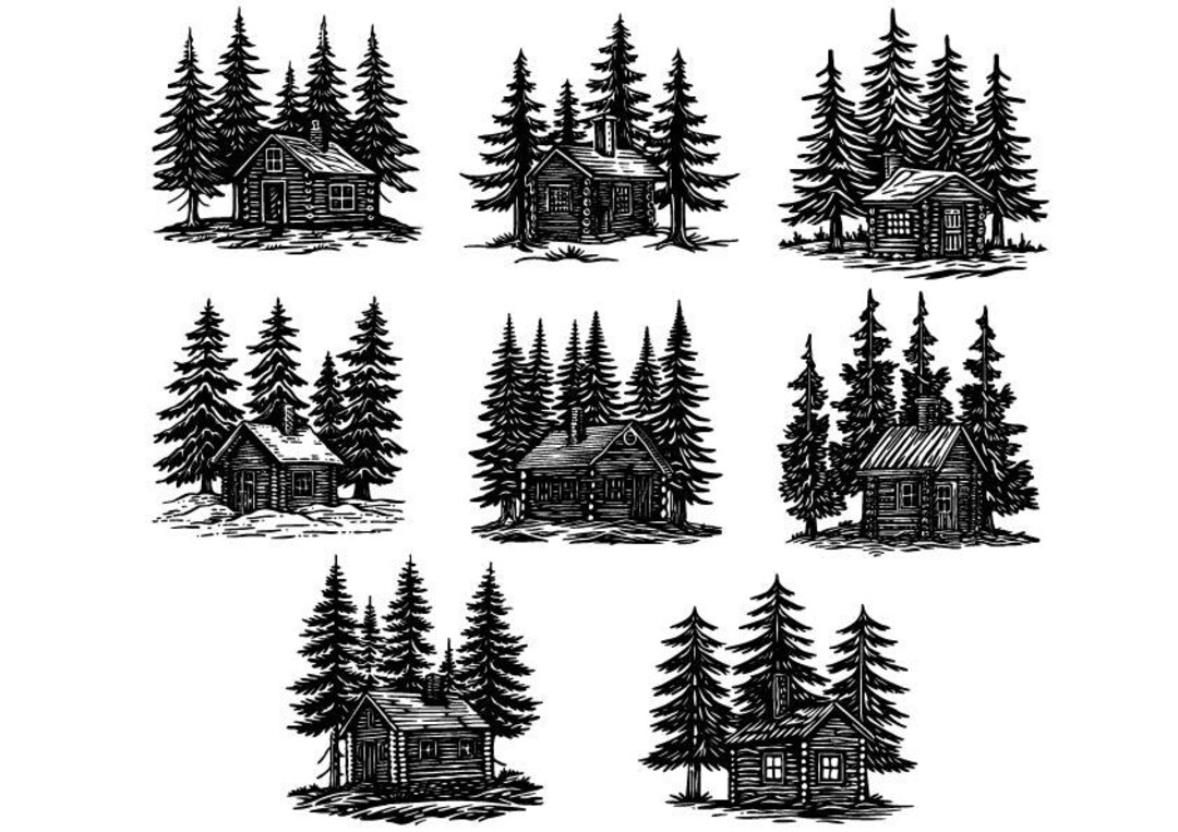 Log Cabin Svg, Mountain House Svg, Rustic Cabin Svg, Log Cabin Clipart ...