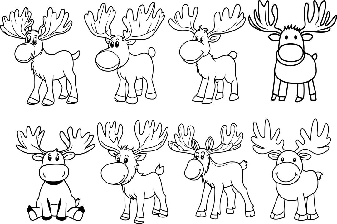 Moose Svg Bundle, Cartoon Moose Svg, Cute Moose Svg, Moose Clipart ...