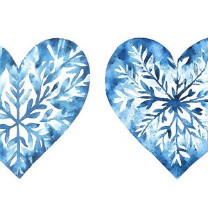 Snowflake Clipart Bundle, Watercolor Snowflake, Heart Snowflake Png ...