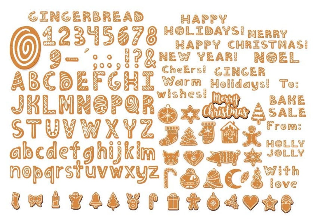 GINGERBREAD FONT SVG , Winter Font , Gingerbread Letters and Numbers ...