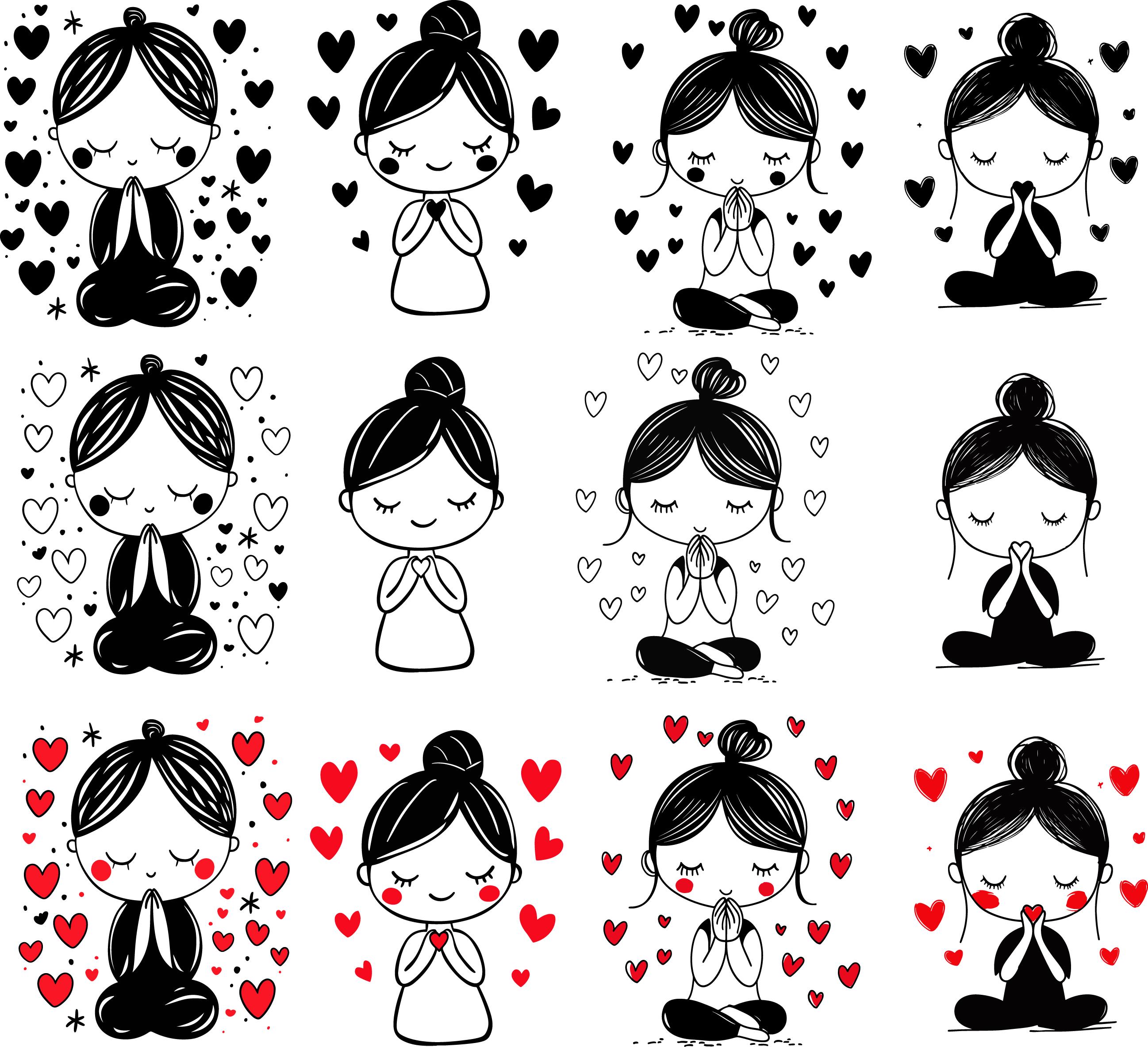 Cute Cartoon Girl Svg, Girl Clipart, Praying Girl Svg, Cartoon Cricut ...