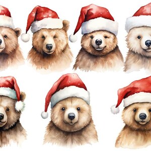Watercolour Christmas Bear Clipart, Xmas Teddy Bears Png, Watercolor ...