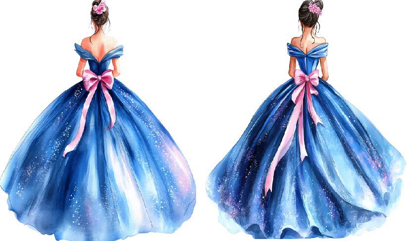 Watercolor Princess Clipart, Watercolor Woman With Blue Dress ...