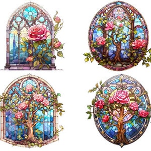Watercolor Stained Glass Window Clipart, Beautiful Colored Glass Png ...
