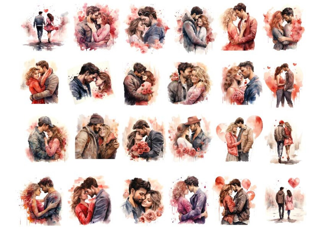 Watercolor Love Couple Clipart, Romantic Couples Watercolor Png ...