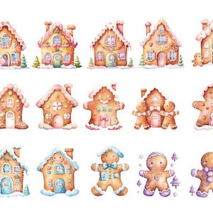 Watercolor Christmas Clipart, Watercolor Gingerbread House Clipart ...